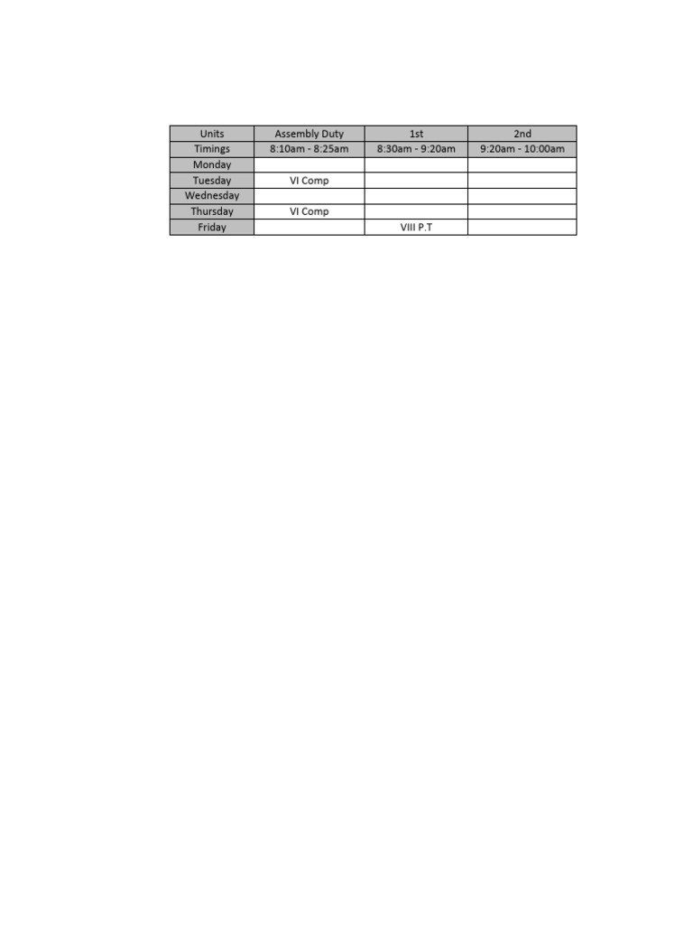 School Timetable with Hifz and Math | PDF