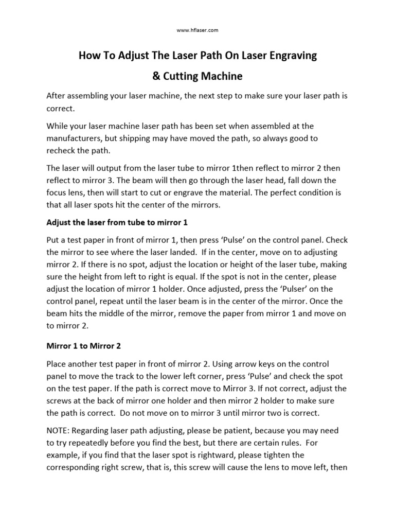 How To Adjust Laser Path | PDF | Laser | Mirror