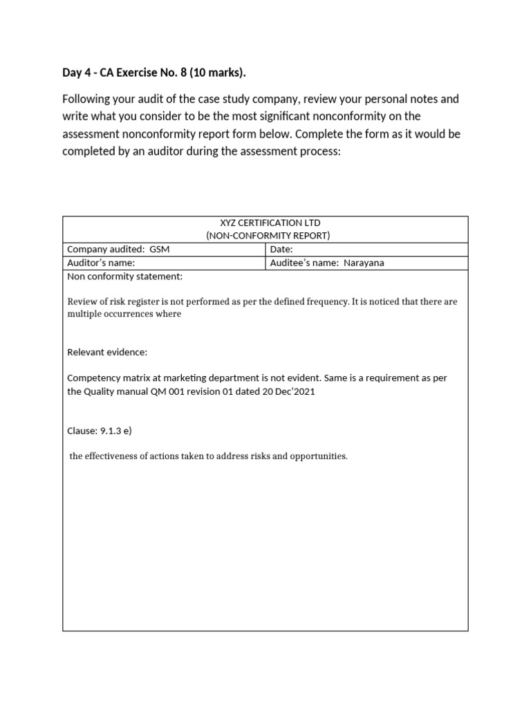 ISO 9001 Nonconformity Report Review | PDF | Iso 9000 | Audit
