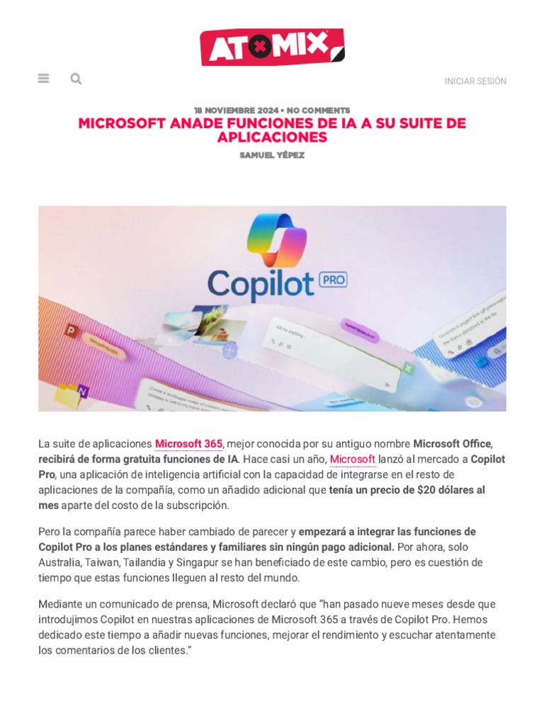 Microsoft Añade Funciones de IA A Office - Atomix | PDF | Microsoft ...