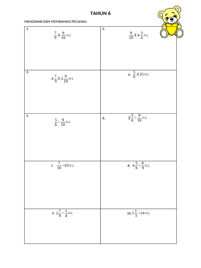 Mendarab Dan Membahagi Pecahan | PDF