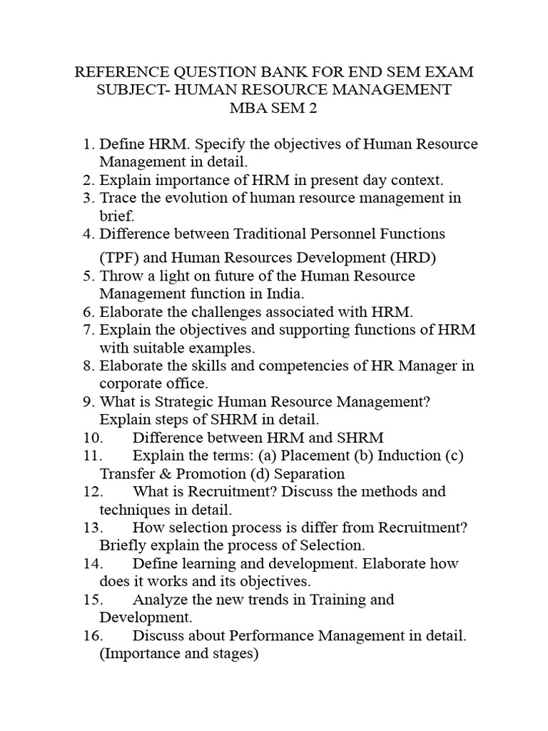 HRM QB 05162024 | PDF | Human Resource Management | Leadership