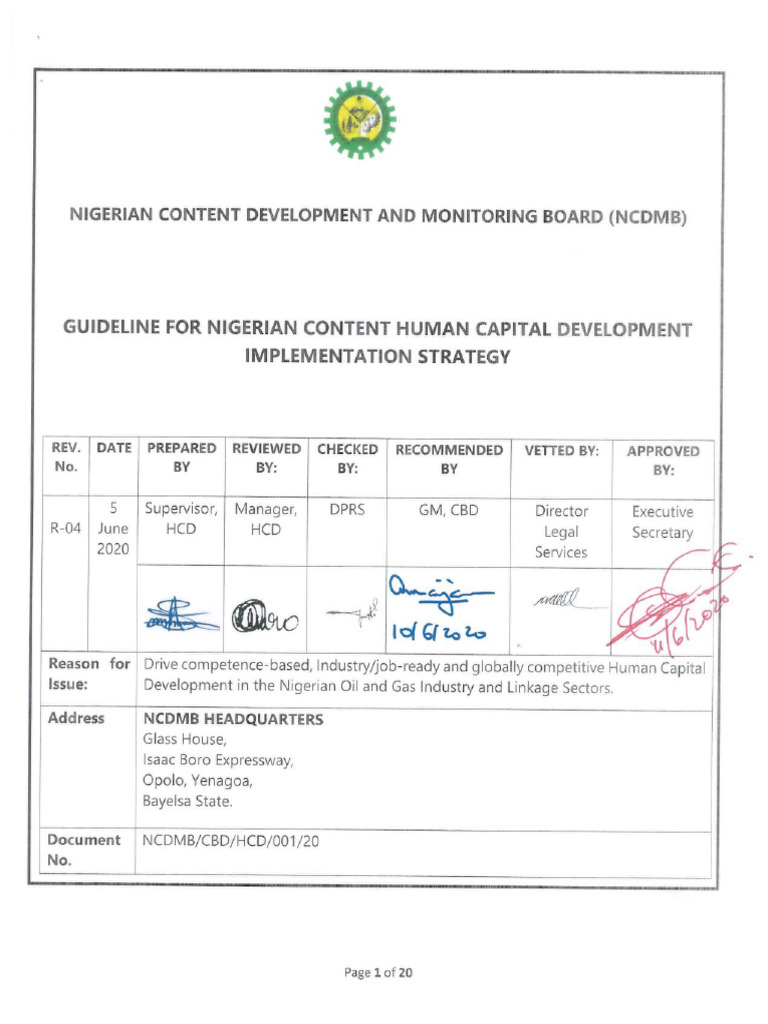 NCDMB HCD Guideline - June 2020 | PDF