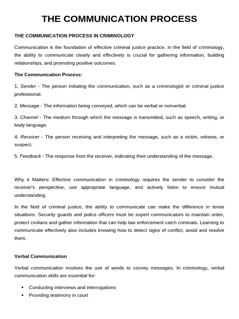 The Communication Process | PDF | Communication | Nonverbal Communication