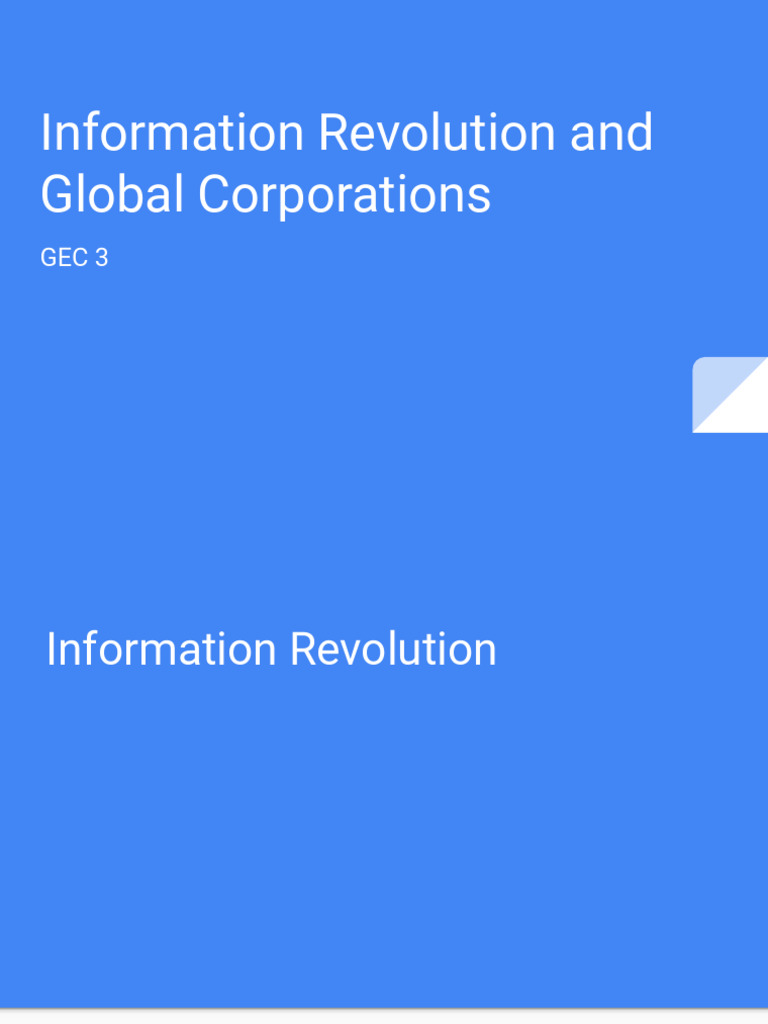 Information Revolution and Global Corporations | PDF | Information Age ...
