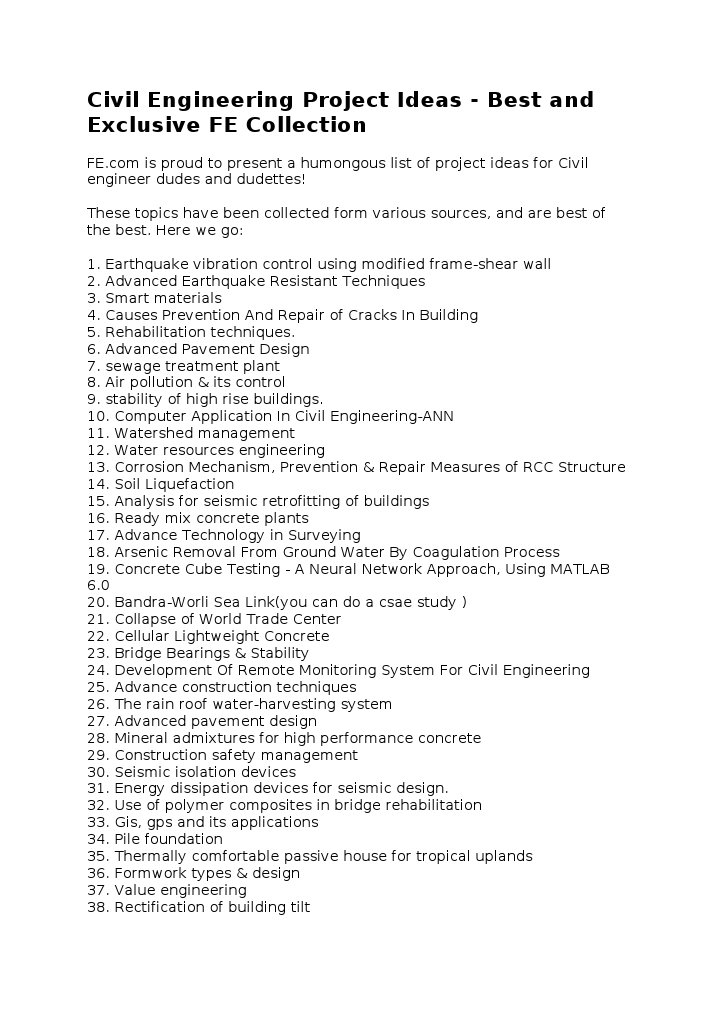 Civil Engineering Project Ideas | PDF | Reinforced Concrete | Road Surface
