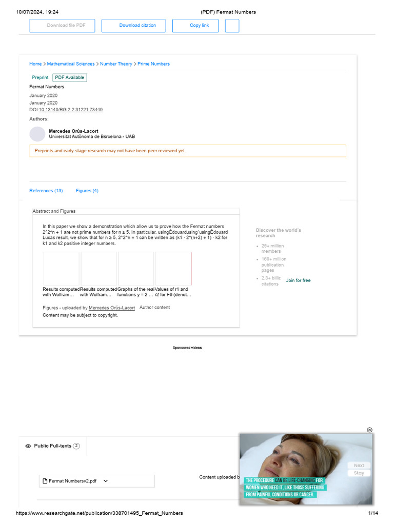 (PDF) Fermat Numbers | PDF | Prime Number | Conjecture