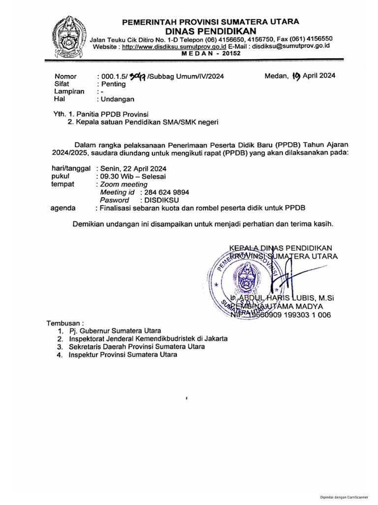 Undangan Rapat PPDB | PDF