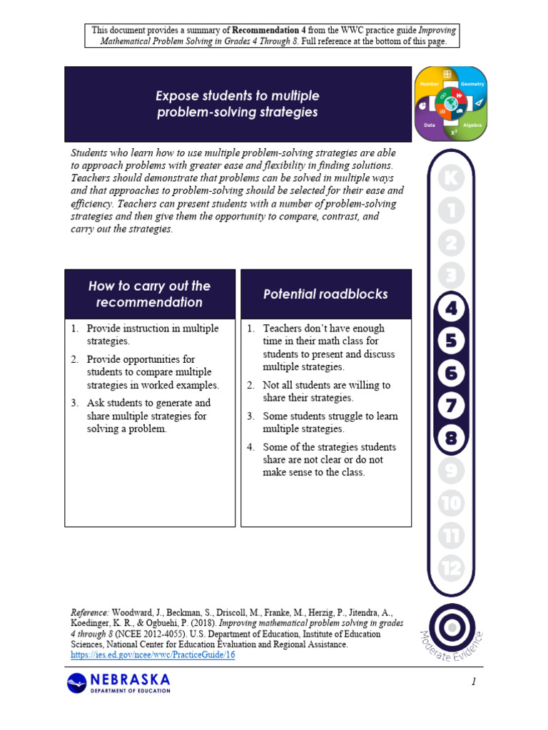 Improving Mathematical Problem Solving Recommendation 4 | PDF | Mathematics | Education Theory