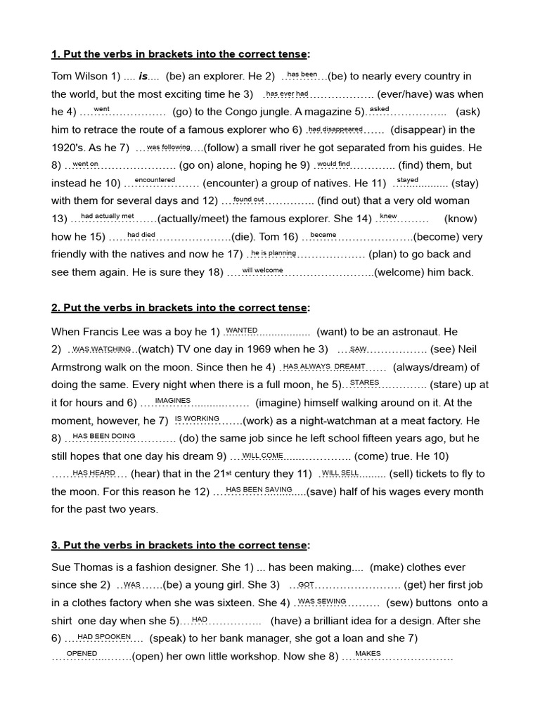 10 Texts To Revise Mixed Tenses With Key | PDF