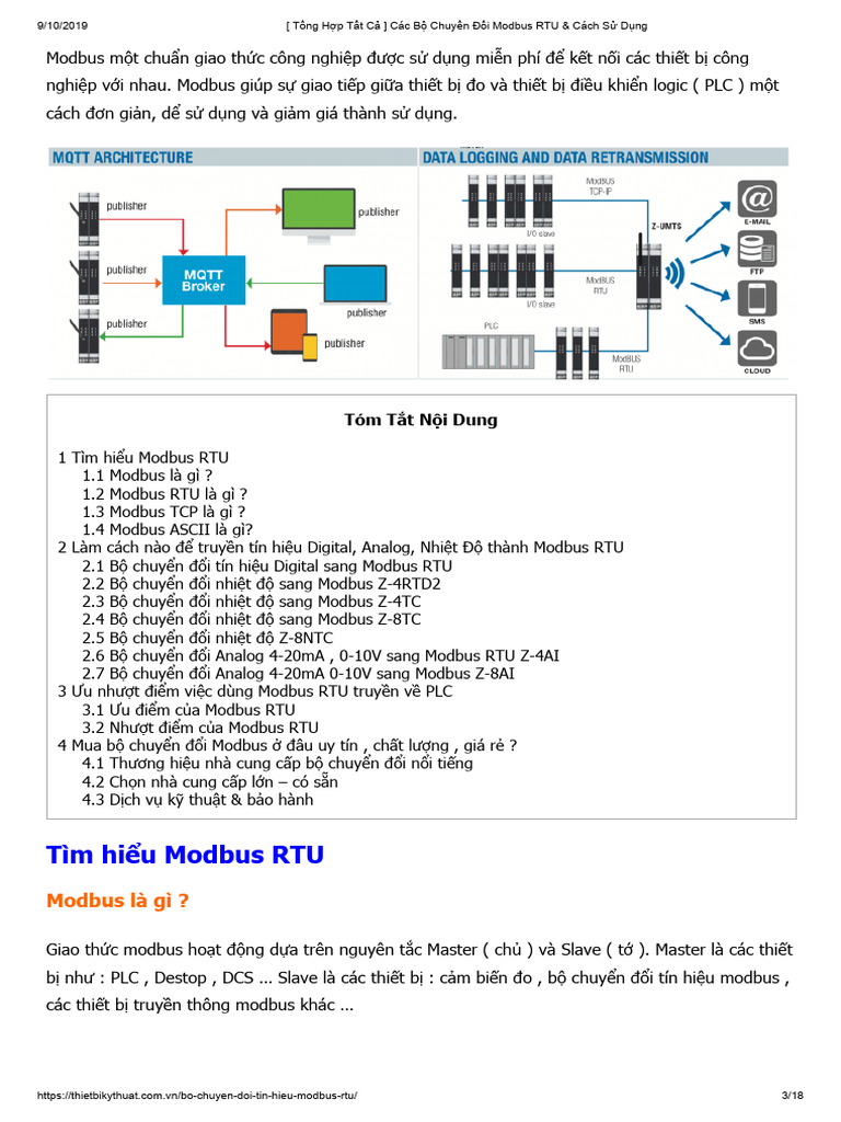 (Tổng Hợp Tất Cả) Các Bộ Chuyển Đổi Modbus RTU & Cách Sử Dụng | PDF