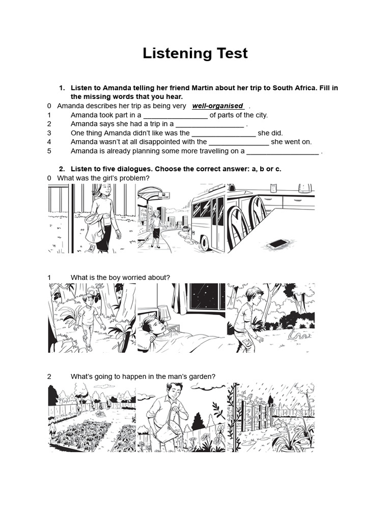 Listening Test: Fill-in-the-Blank Exercise | PDF | Language Arts ...