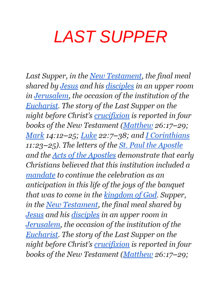 The Last Supper: Jesus and Disciples | PDF | Last Supper | Jesus