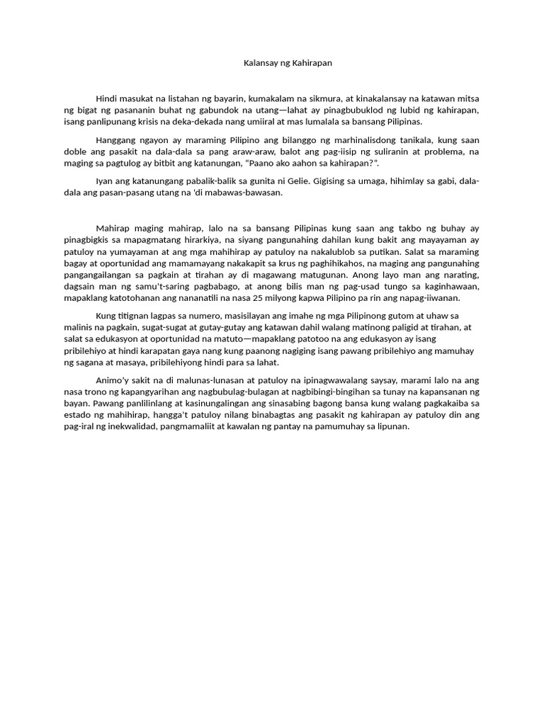 Kalansay NG Kahirapan | PDF