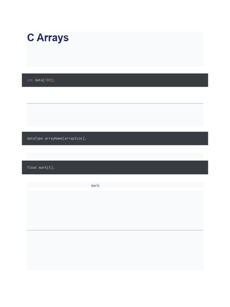 C Arrays | PDF | Integer (Computer Science) | Data Type C Arrays | PDF | Integer (Computer Science) | Data Type