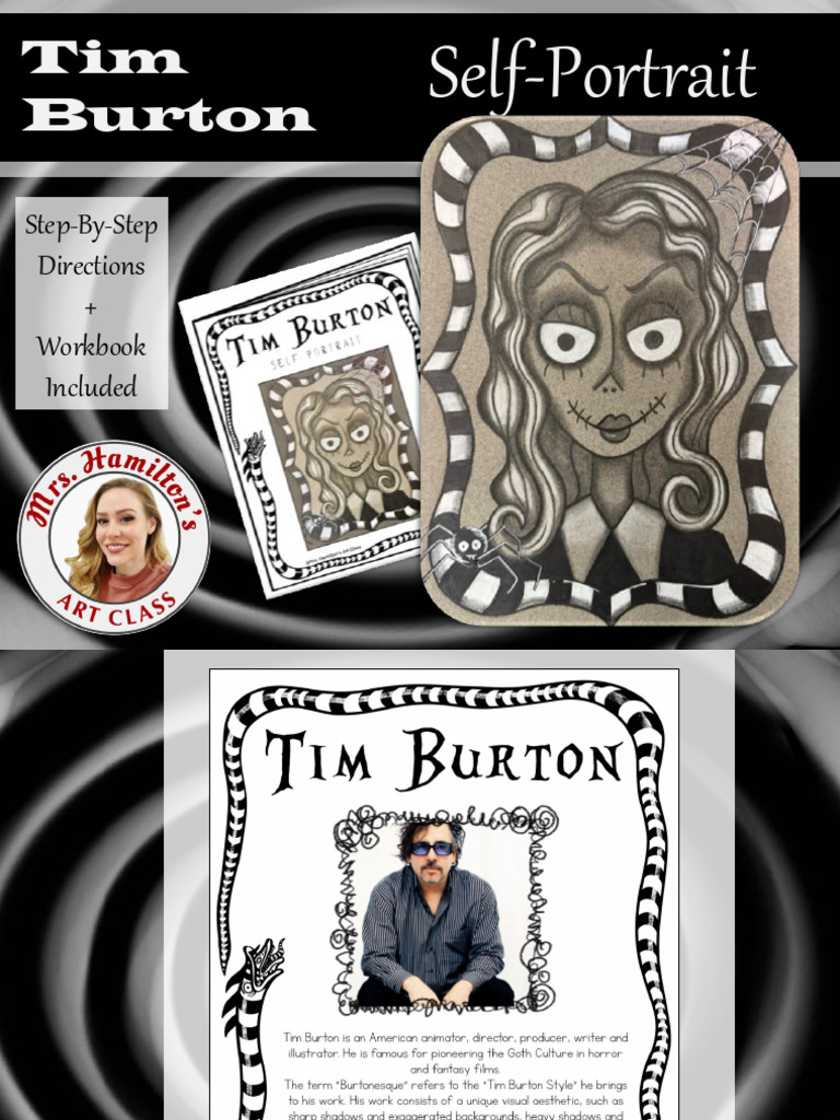 Tim Burton Style Self-Portrait Directions | PDF | Pencil | Eyebrow