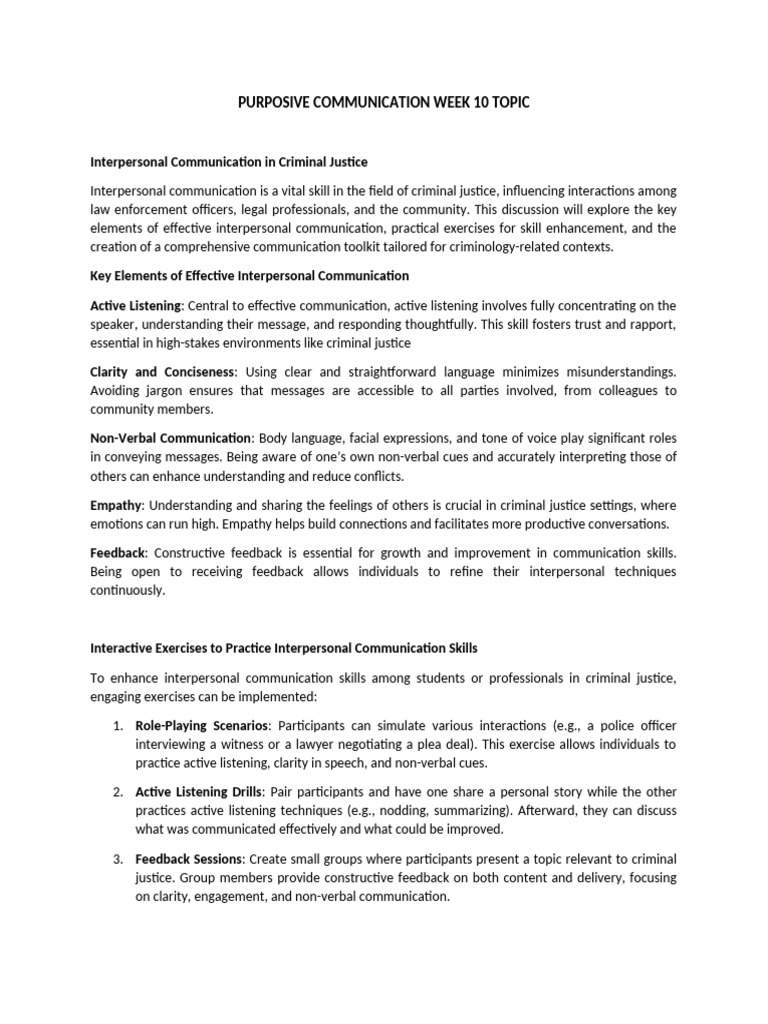 Purposive Communication Week 10 Topic | PDF | Communication | Nonverbal ...