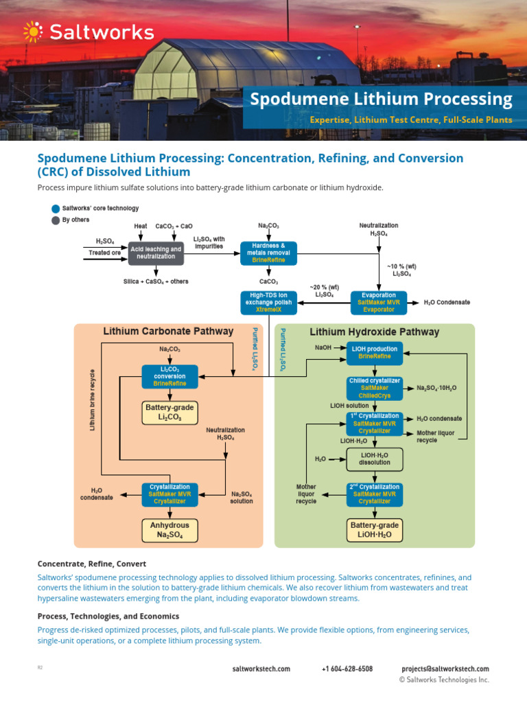 Spodumene Lithium Processing Solutions | PDF | Lithium | Chemical Compounds