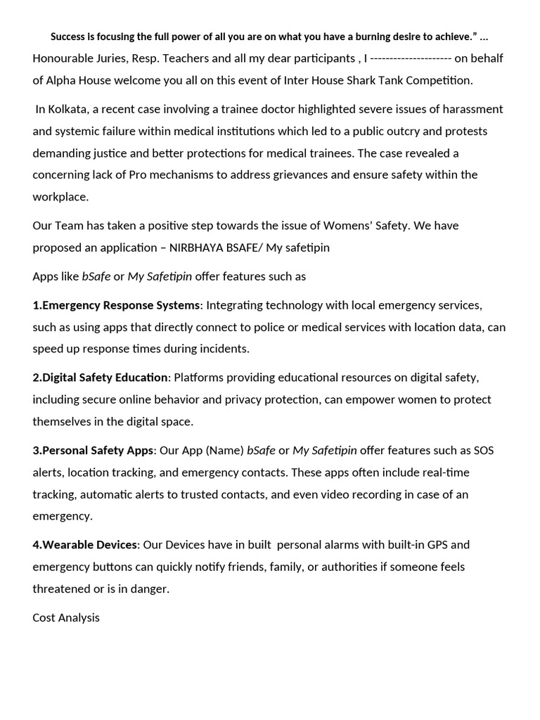 Script for Shark Tank | PDF | Safety | Computing