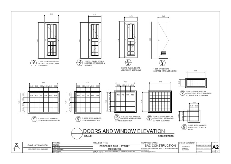 Doors and Window Elevation: D 1 D 2 D 3 D 4 | PDF | Residential ...