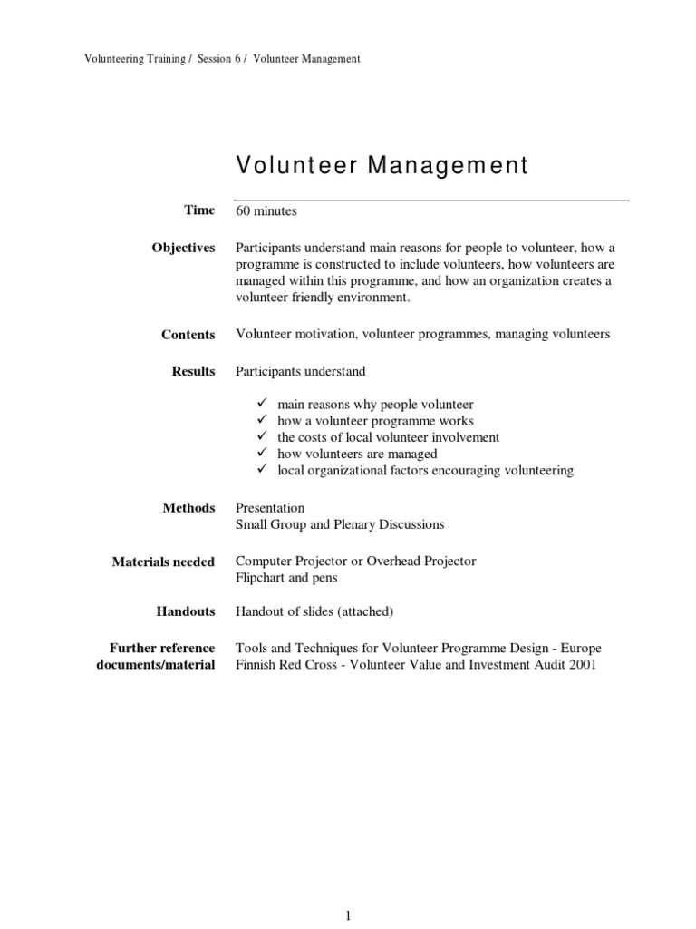 6 Volunteer Management | PDF | Volunteering | Organization Development