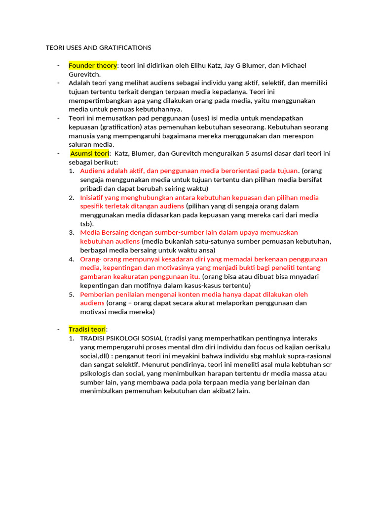 Teori Uses and Gratifications | PDF | Ilmu Sosial
