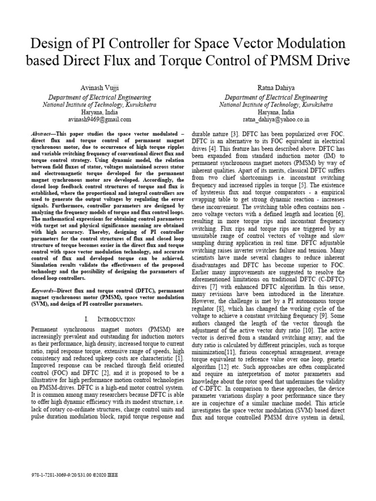 PI Controller for PMSM Drives | PDF | Electric Motor | Control Theory