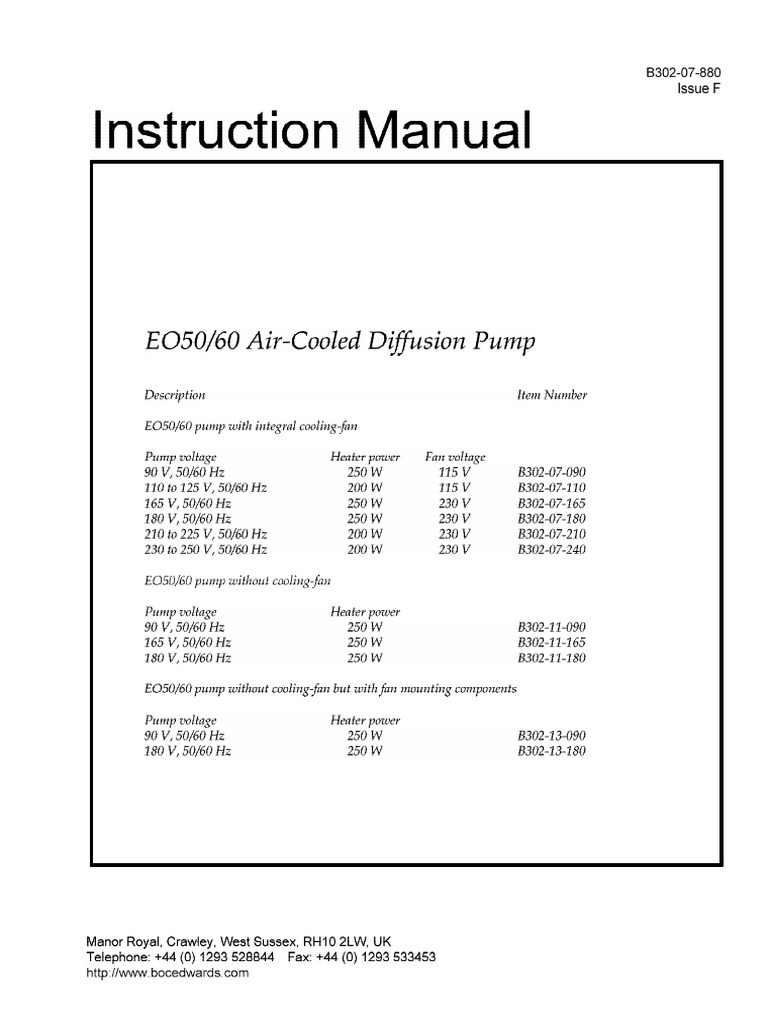 Diffusion Pump A4 Format Pdf