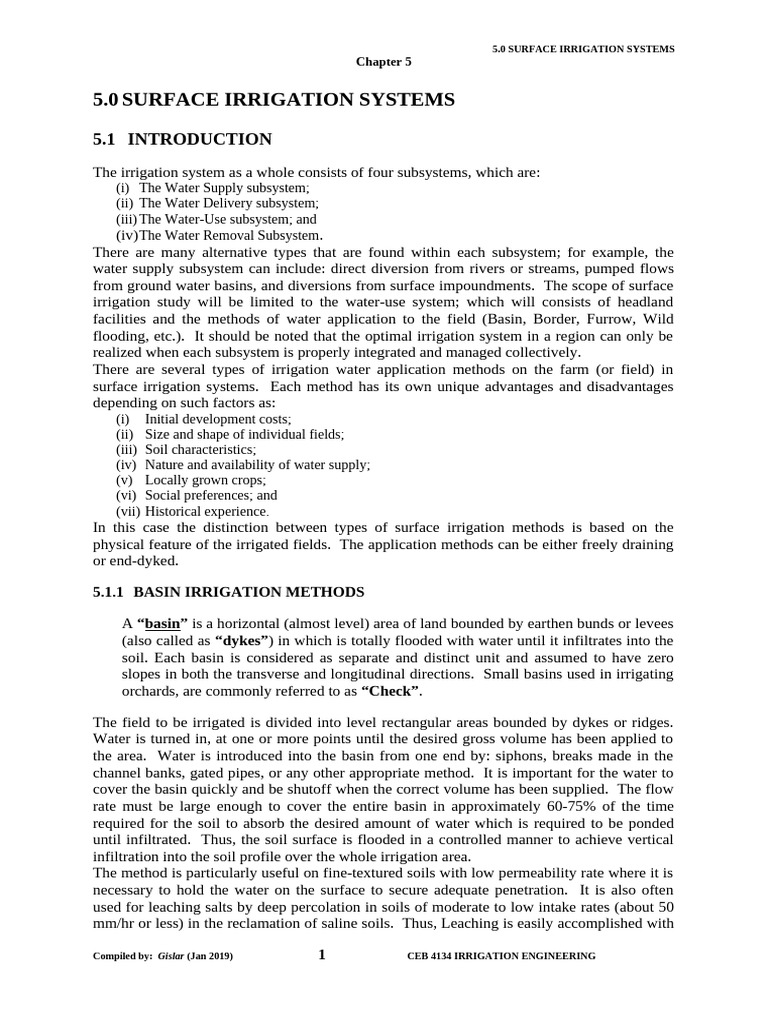 Surface Irrigation Systems | PDF | Irrigation | Surface Runoff