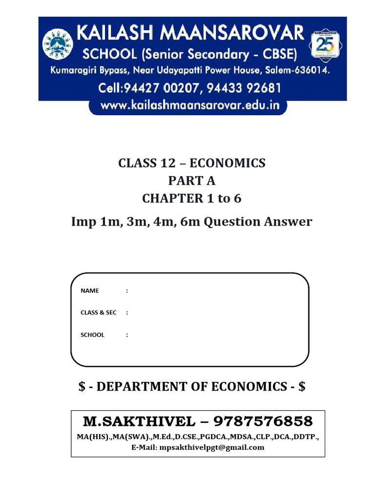 Class 12 Economics MCQs & Important Q/A | PDF | Gross Domestic Product ...