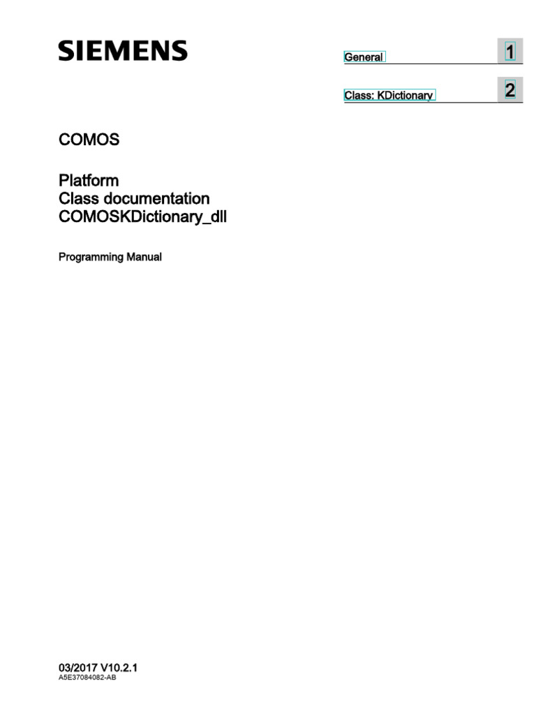 Class Documentation COMOSKDictionary enUS | PDF | Safety | Computing