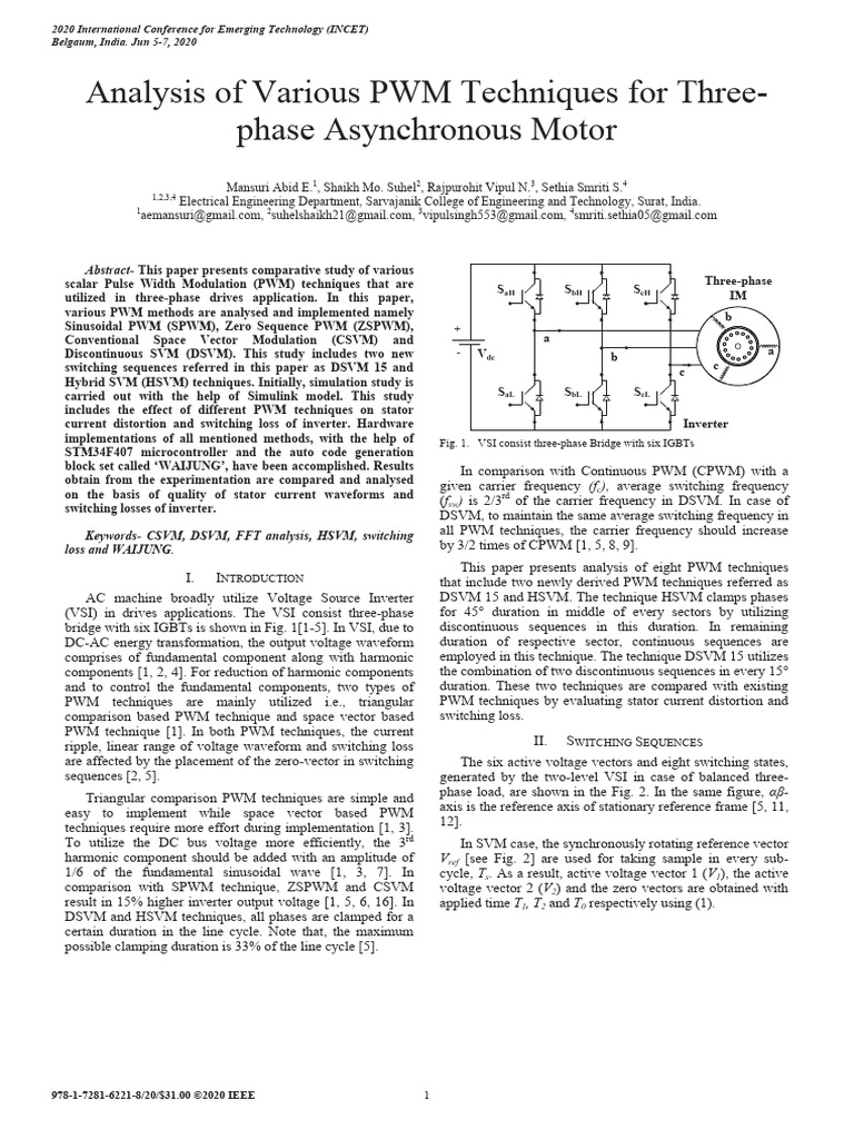 PWM Techniques for Three-Phase Motors | PDF | Power Inverter ...
