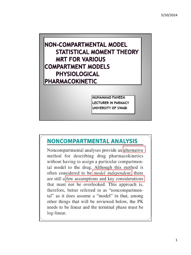 Non Compartmental Analysis 2024 | PDF | Pharmacokinetics | Mathematics