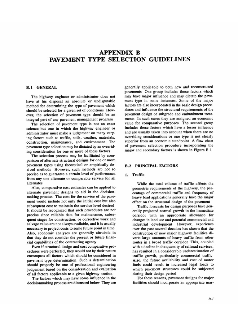 B. Pavement Type Selection Guidelines | PDF