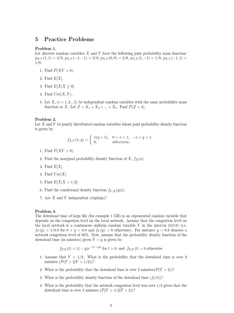 Probability and Statistics Practice Problems | PDF | Random Variable | Statistical Theory