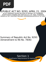 Republic Act No. 9293 | PDF | Teachers | Academic Degree