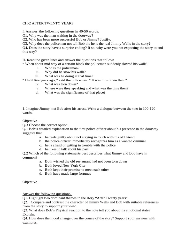 After Twenty Years - CBQ | PDF