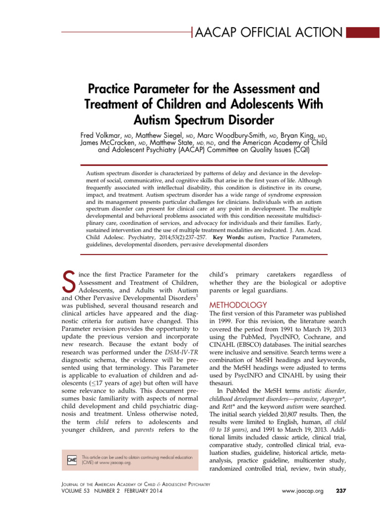 0 Practice Parameter For The Assessment and Treatment of C and A With ...