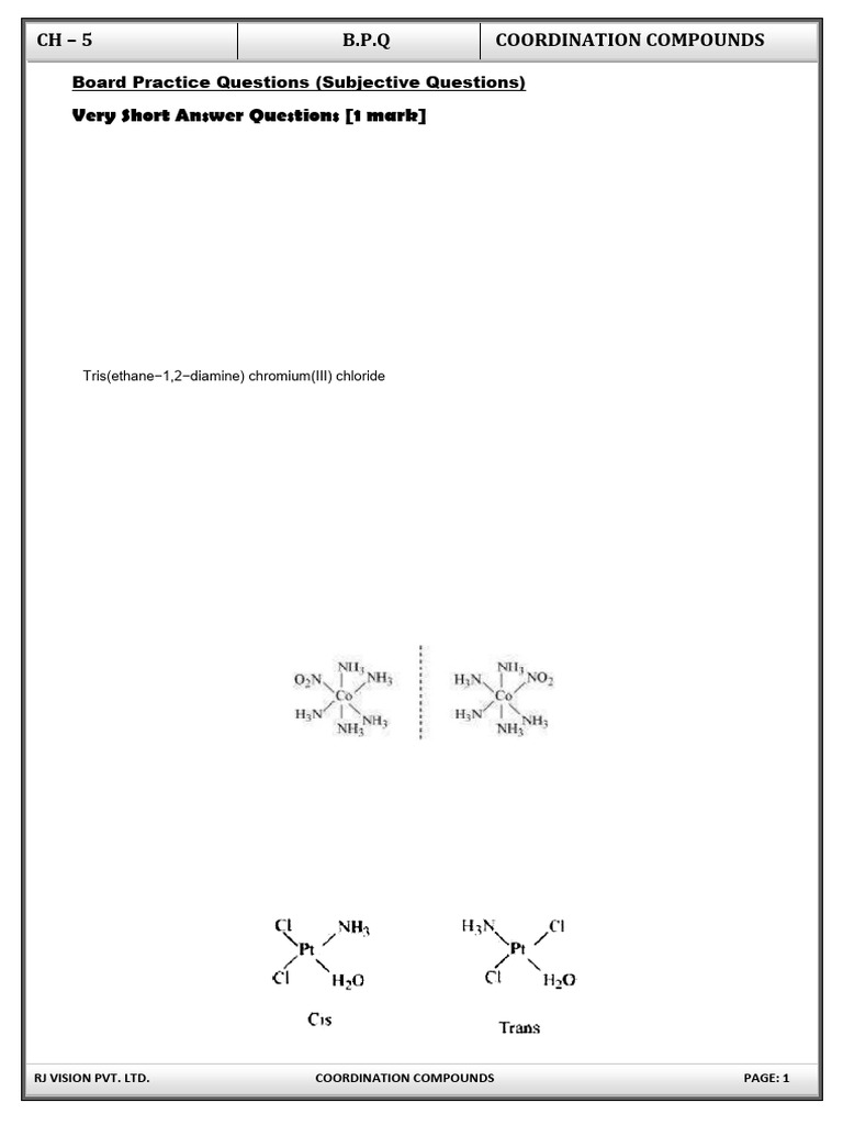 CH 5 Coordination Compounds | PDF | Coordination Complex | Ion