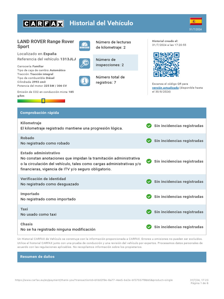 Historial CARFAX de Vehículo - CARFAX | PDF | Dióxido de carbono