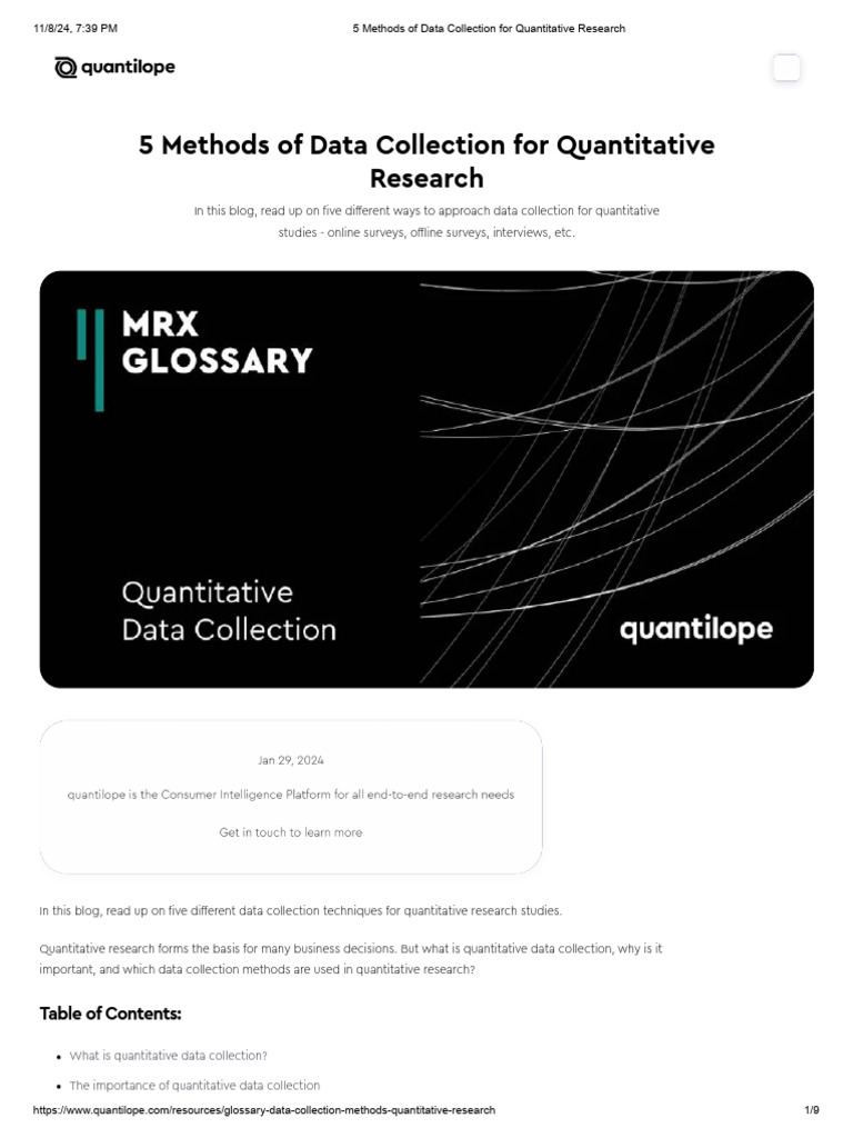 5 Methods of Data Collection For Quantitative Research | PDF | Survey ...