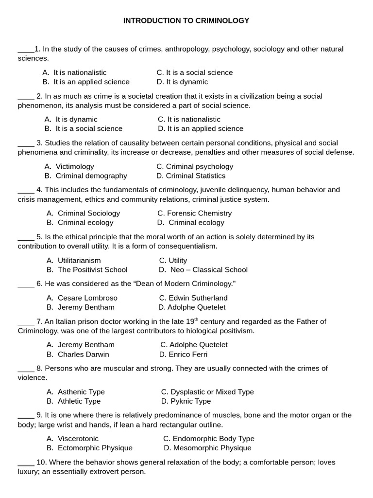 Introduction To Criminology | PDF | Criminology | Id