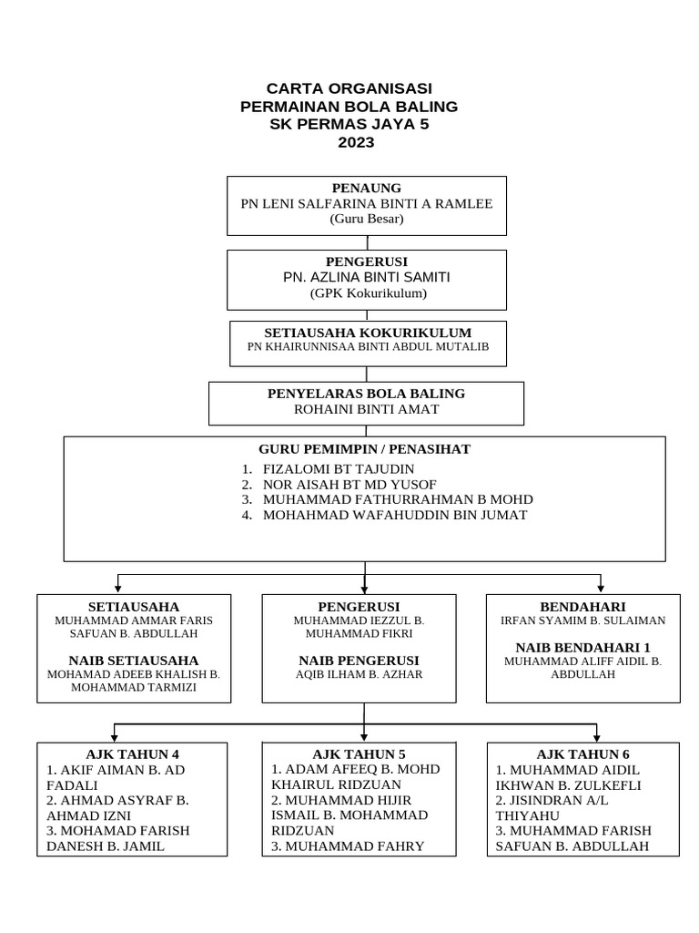 Carta Organisasi Bola Baling | PDF