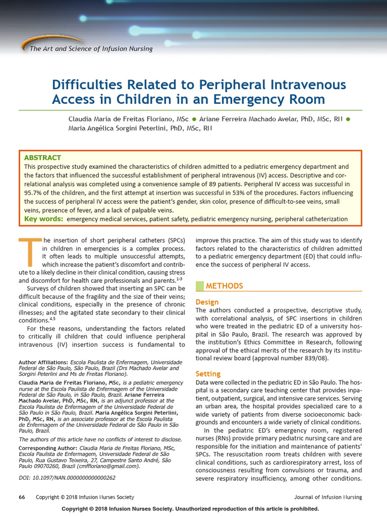 Difficulties Related To Peripheral Intravenous | PDF | Intravenous ...