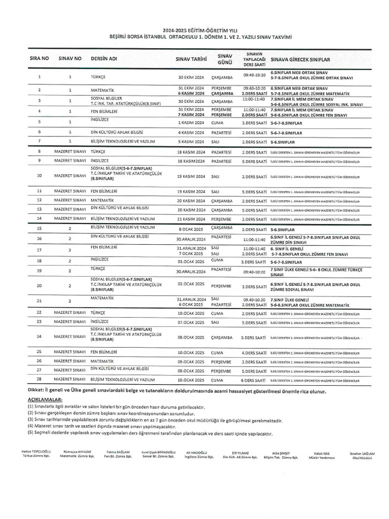 Sinav Takvi̇mi̇ Son | PDF