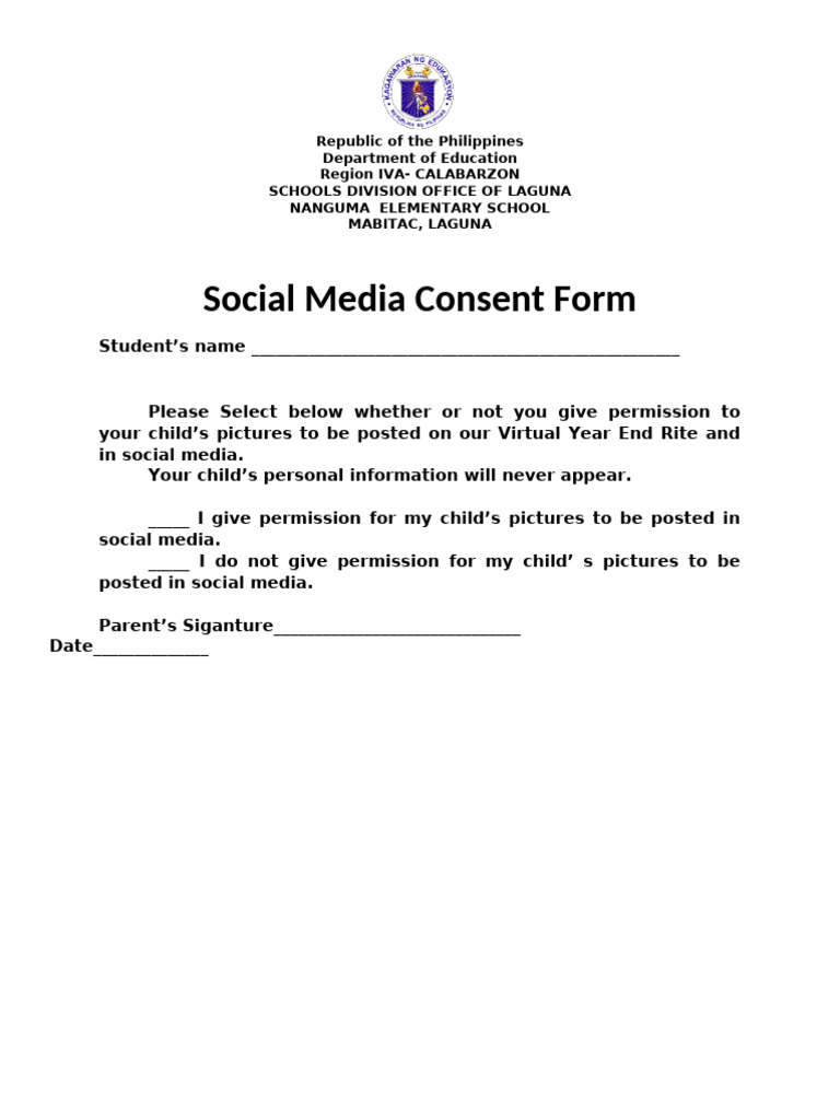 Social Media Consent Form | PDF