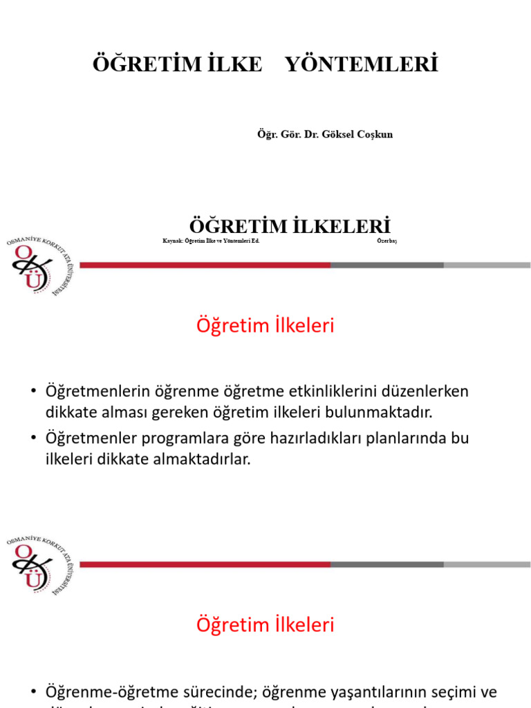 Hafta Öğretim İlkeleri | PDF
