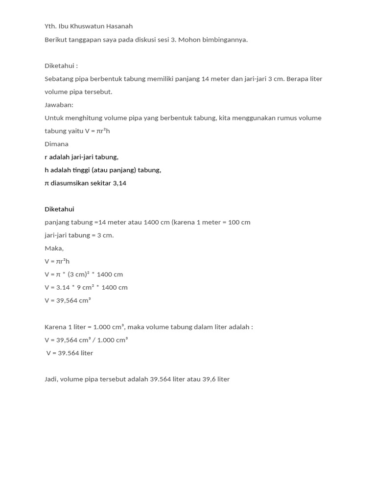 Menghitung Volume Tabung | PDF