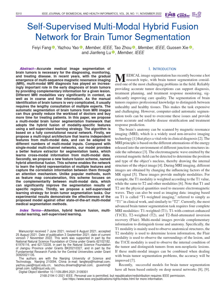 Self Supervised Multi Modal Hybrid Fusion Network For Brain Tumor