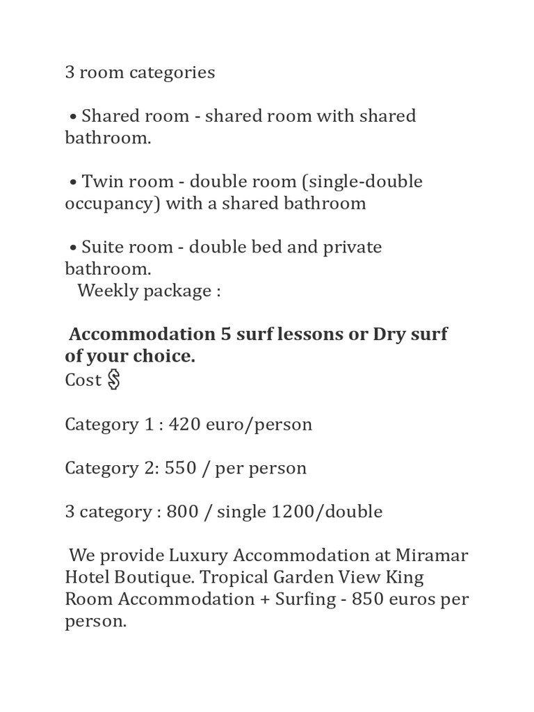 ISS Surf Accommodation | PDF